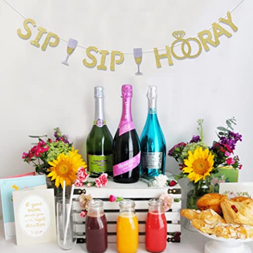 YESSWL Sip Sip Hooray Banner - Gold Glitter Bachelorette Wedding Engagement Birthday Party Decorations,bridal Shower Decoration,photo Booth Props