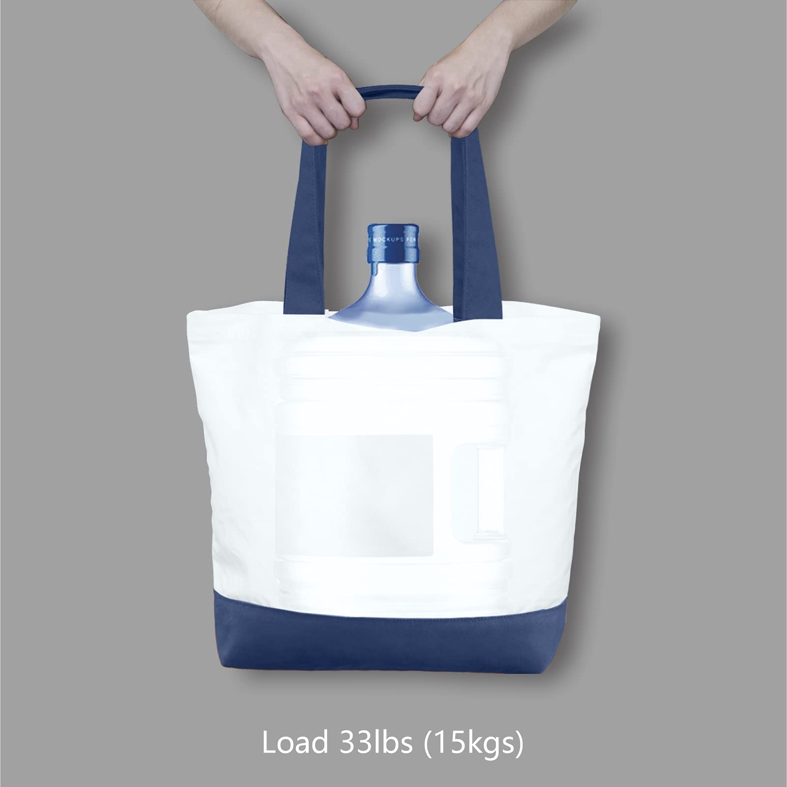 TOPDesign 1-Pack Super Strong Large 12oz Cotton Canvas Tote Bag, Reusable Grocery Shopping Cloth Bag, Fashionable Two-Tone Totes for Crafts, DIY Your Creative Designs