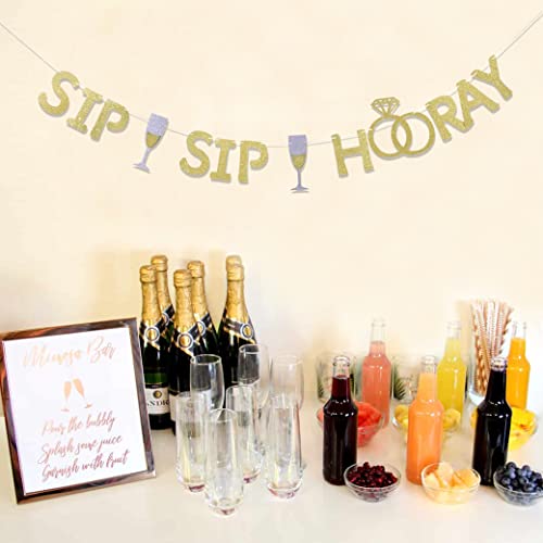 YESSWL Sip Sip Hooray Banner - Gold Glitter Bachelorette Wedding Engagement Birthday Party Decorations,bridal Shower Decoration,photo Booth Props