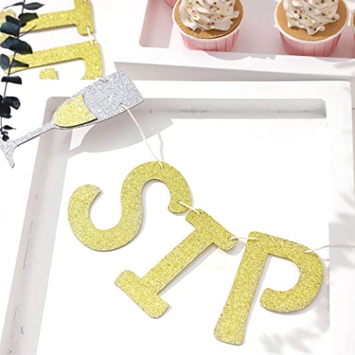 YESSWL Sip Sip Hooray Banner - Gold Glitter Bachelorette Wedding Engagement Birthday Party Decorations,bridal Shower Decoration,photo Booth Props