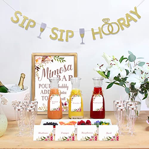 YESSWL Sip Sip Hooray Banner - Gold Glitter Bachelorette Wedding Engagement Birthday Party Decorations,bridal Shower Decoration,photo Booth Props