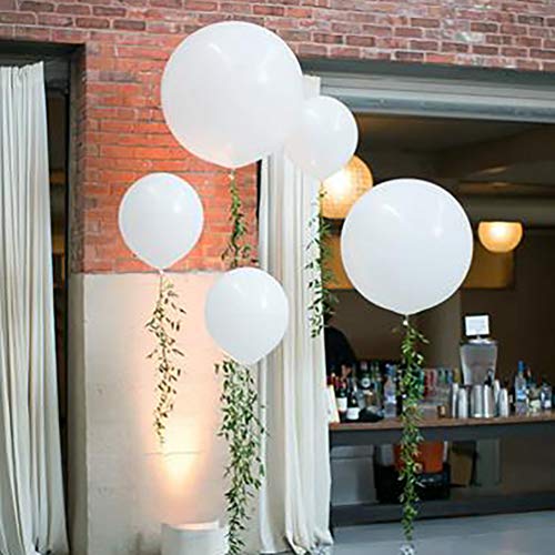 24 Inch Latex Round Balloons 10 Pack White Thick Big Balloons for Photo Shoot Wedding Baby Shower Birthday Party Decorations by IN-JOOYAA