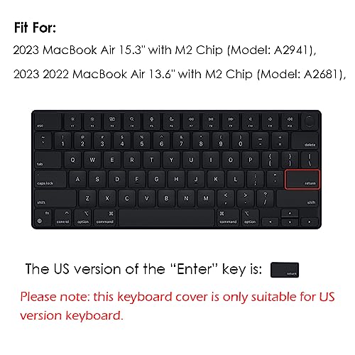 Arisase Ultra Thin TPU Keyboard Cover Skin for Newest MacBook Air 15.3" with M2 Chip 2023-Released (Model: A2941) Soft Laptop Protective Accessories US Layout (Clear)