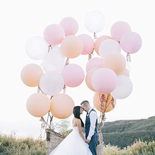 24 Inch Latex Round Balloons 10 Pack White Thick Big Balloons for Photo Shoot Wedding Baby Shower Birthday Party Decorations by IN-JOOYAA