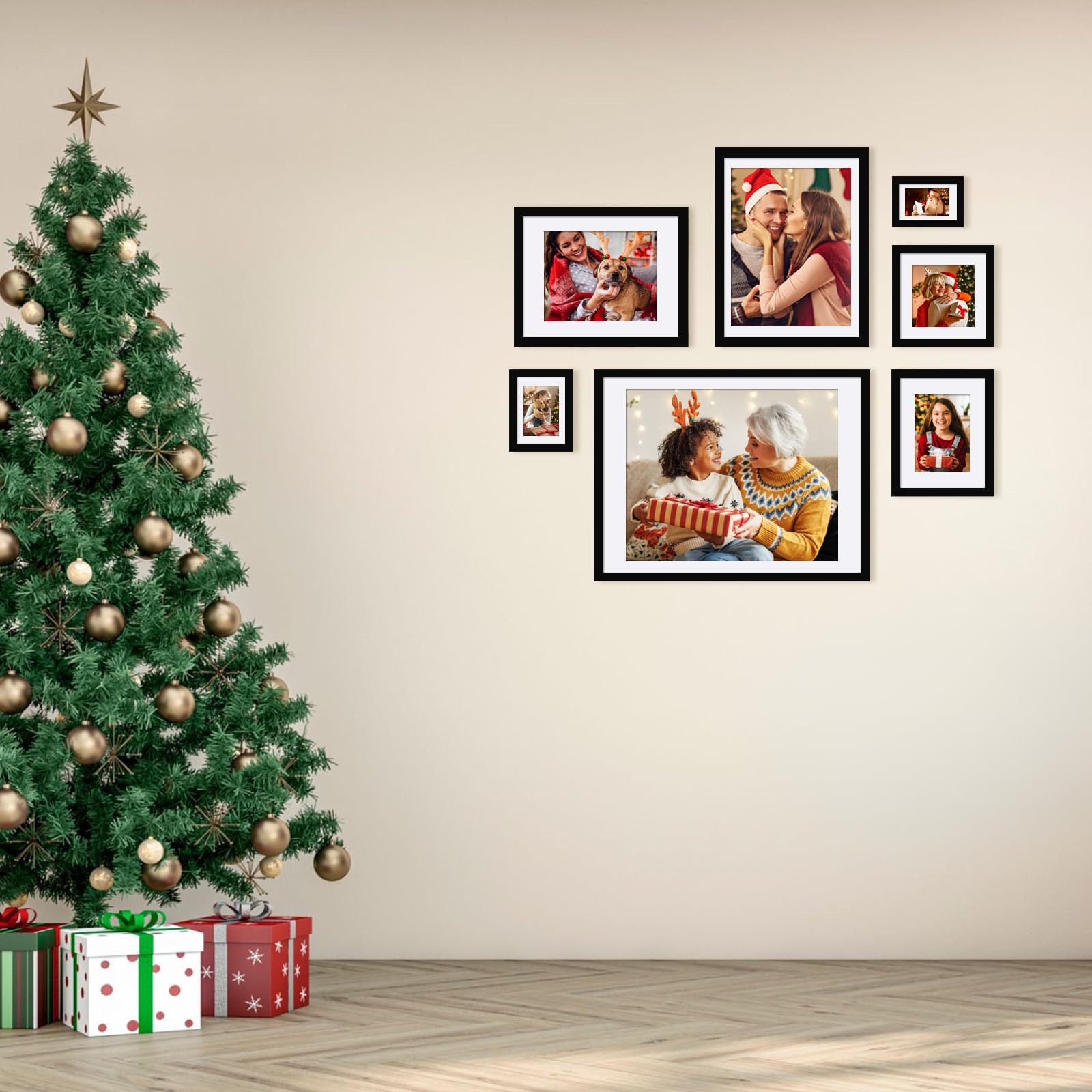 Egofine 5x7 Picture Frames Set of 4, Made of Solid Wood Covered by Plexiglass 3.5x5 and 4x6 with Mat or 5x7 without Mat, for Table Top Display and Wall Mounting Photo Frame White