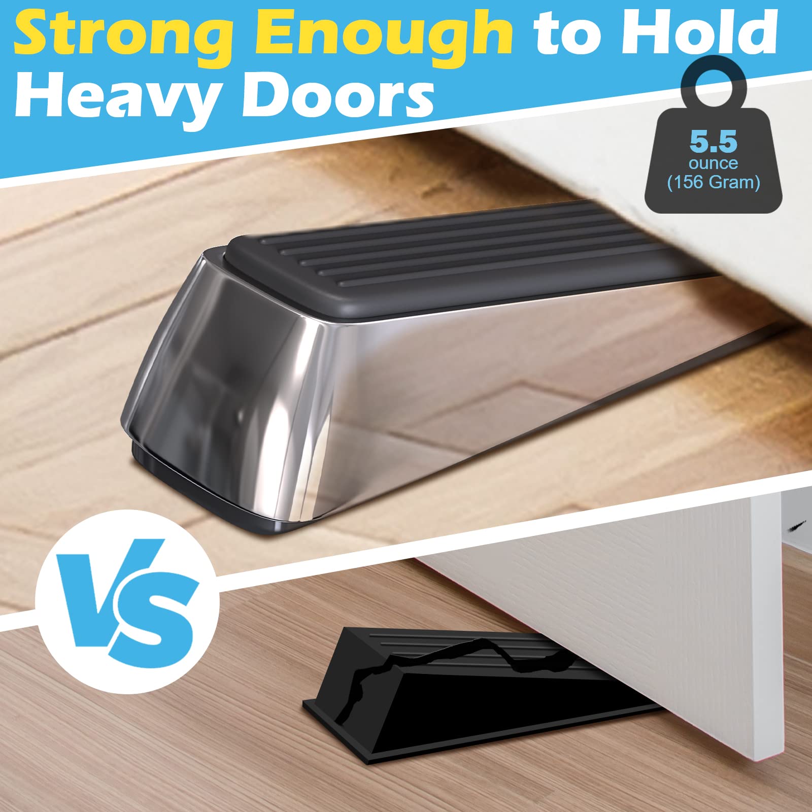 4-Pack Door Stoppers Set Bundle, Magnetic Door Stop and Heavy Duty Wedge Door Stoppers for Bottom of Door