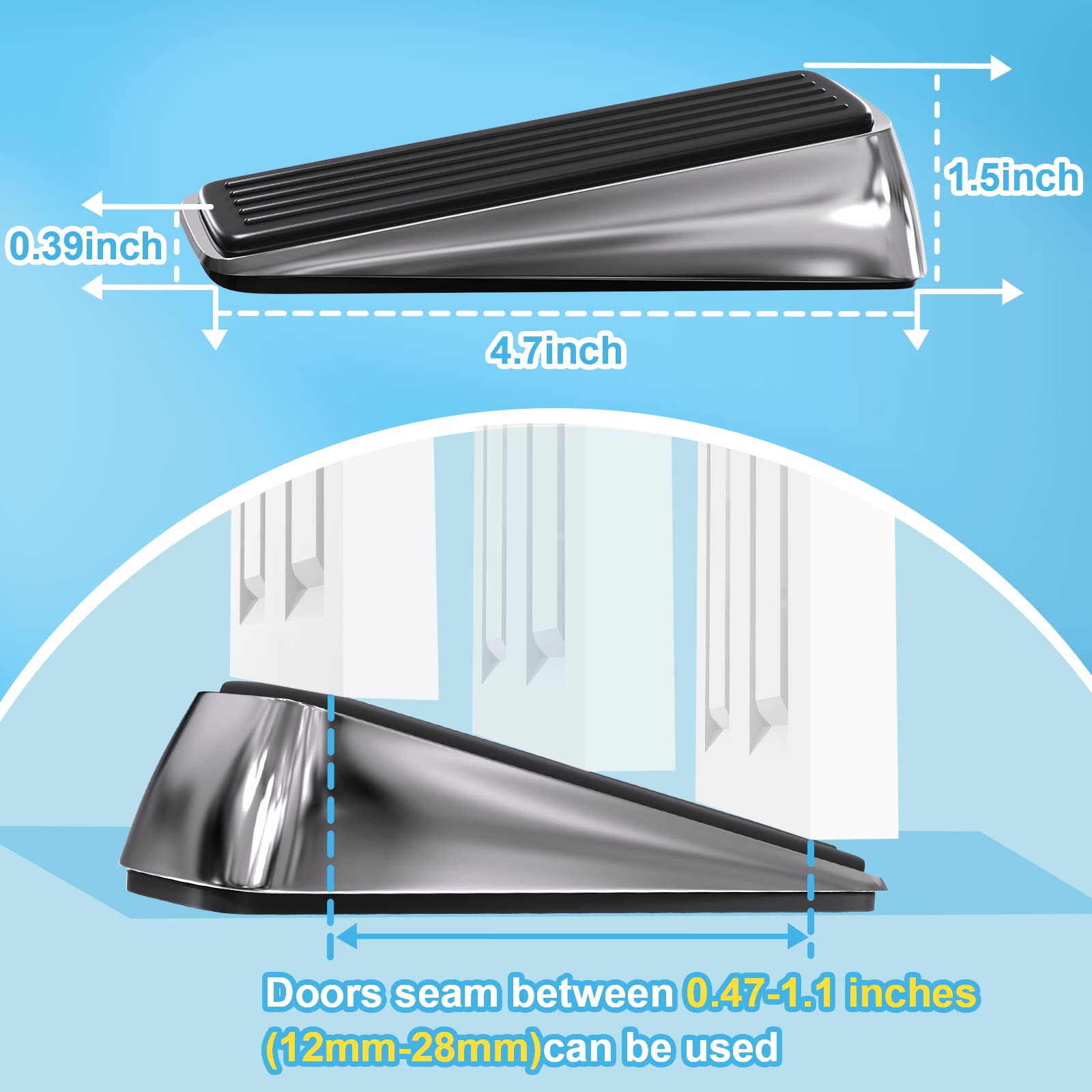 4-Pack Door Stoppers Set Bundle, Magnetic Door Stop and Heavy Duty Wedge Door Stoppers for Bottom of Door