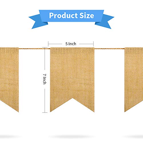 Purture 20Pcs Burlap Banner, 14.5 Ft Swallowtail Flag, DIY Hand Painted Decoration for Holidays, Camping, Wedding and Party, New Year Decorations, Merry Christmas Banner, Indoor Christmas Decoration