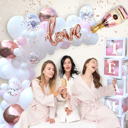 198 PC Bridal Shower Decorations Kit - Includes Balloon Arch & Boxes, A-Z Letters & More - Ideal for Rose Gold White Bachelorette Party, Engagement and Pink Wedding Shower