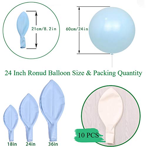 24 Inch Latex Round Balloons 10 Pack White Thick Big Balloons for Photo Shoot Wedding Baby Shower Birthday Party Decorations by IN-JOOYAA