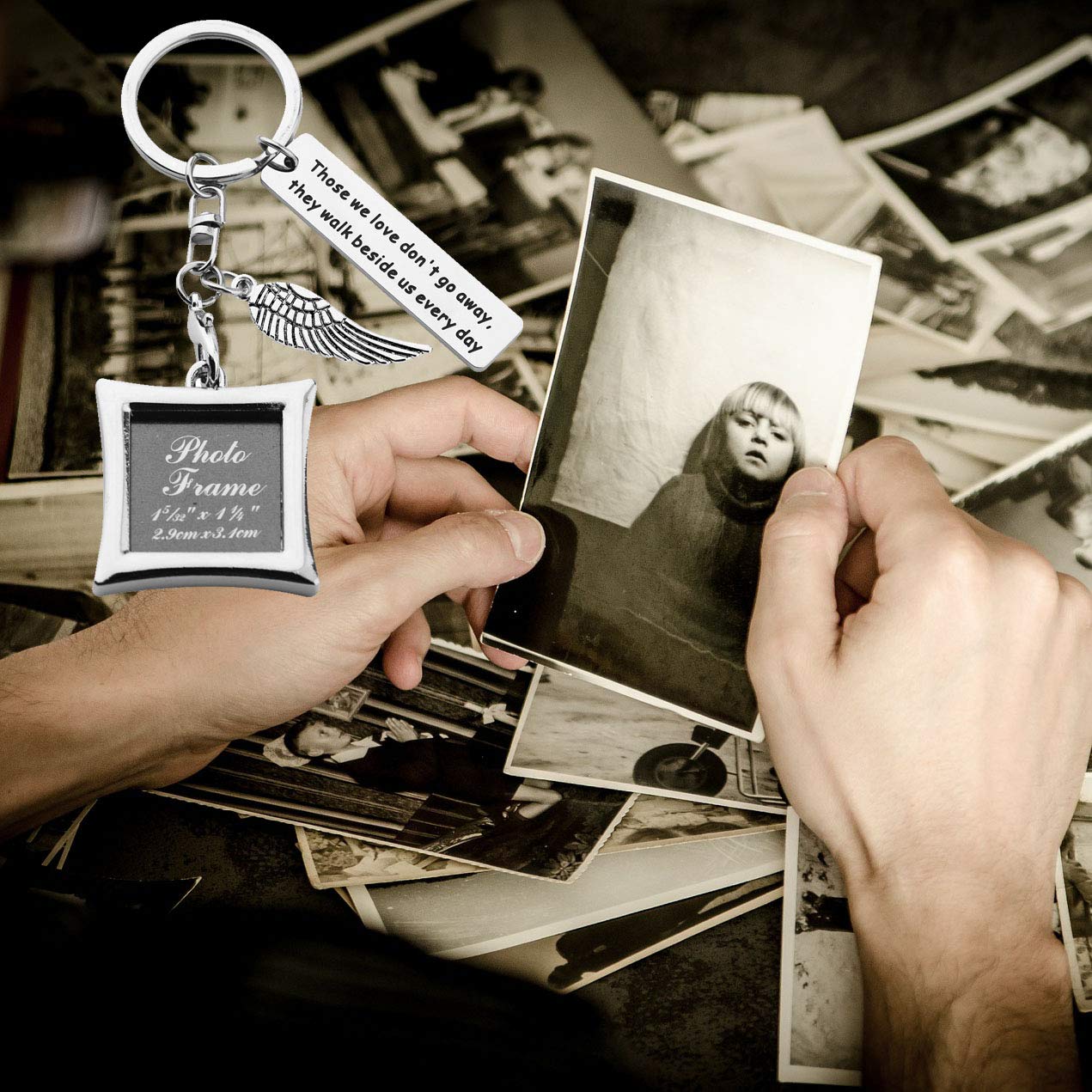 AKTAP Photo Frame Keychain Memorial Gifts Those We Love Don't Go Away Picture Frame Keyring