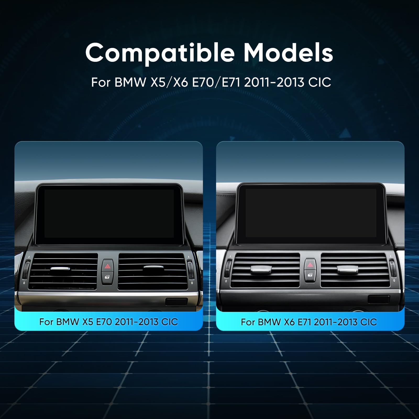 For BMW X5 E70 X6 E71 2011 2012 2013 CIC Upgrade Stereo Car Radio Qualcomm 665 (4GB + 64GB) Built-in 4G LTE Module GPS Navigation Wireless Apple CarPlay Android Auto 10.25 inch 1920 x 720 Touch Screen