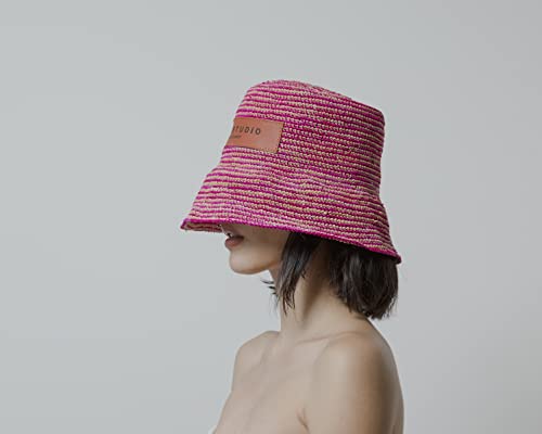 SENSI STUDIO, Trinado Crochet Lampshade, Medium, Fuxia and Straw