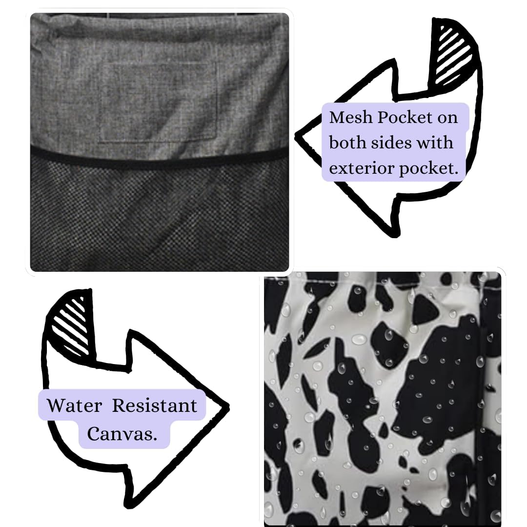 NGIL Extra Large Utility Tote Reusable Grocery Organizing Bag Oversized Collapsible for Storage, Picnic,Car, Beach (Cow Splatter Print-black)