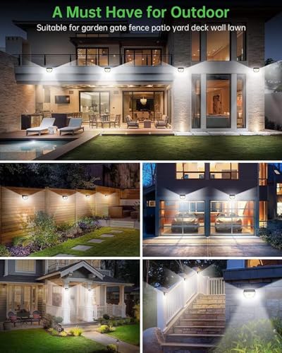 oditton Solar Security Lights, 3 Modes, IP65 Waterproof for Yard, Stairs, Garage, Fence, Porch, 200LED Solar Lights, Solar Motion Sensor Lights, Outdoor Solar Wall Lights, 1 Pack