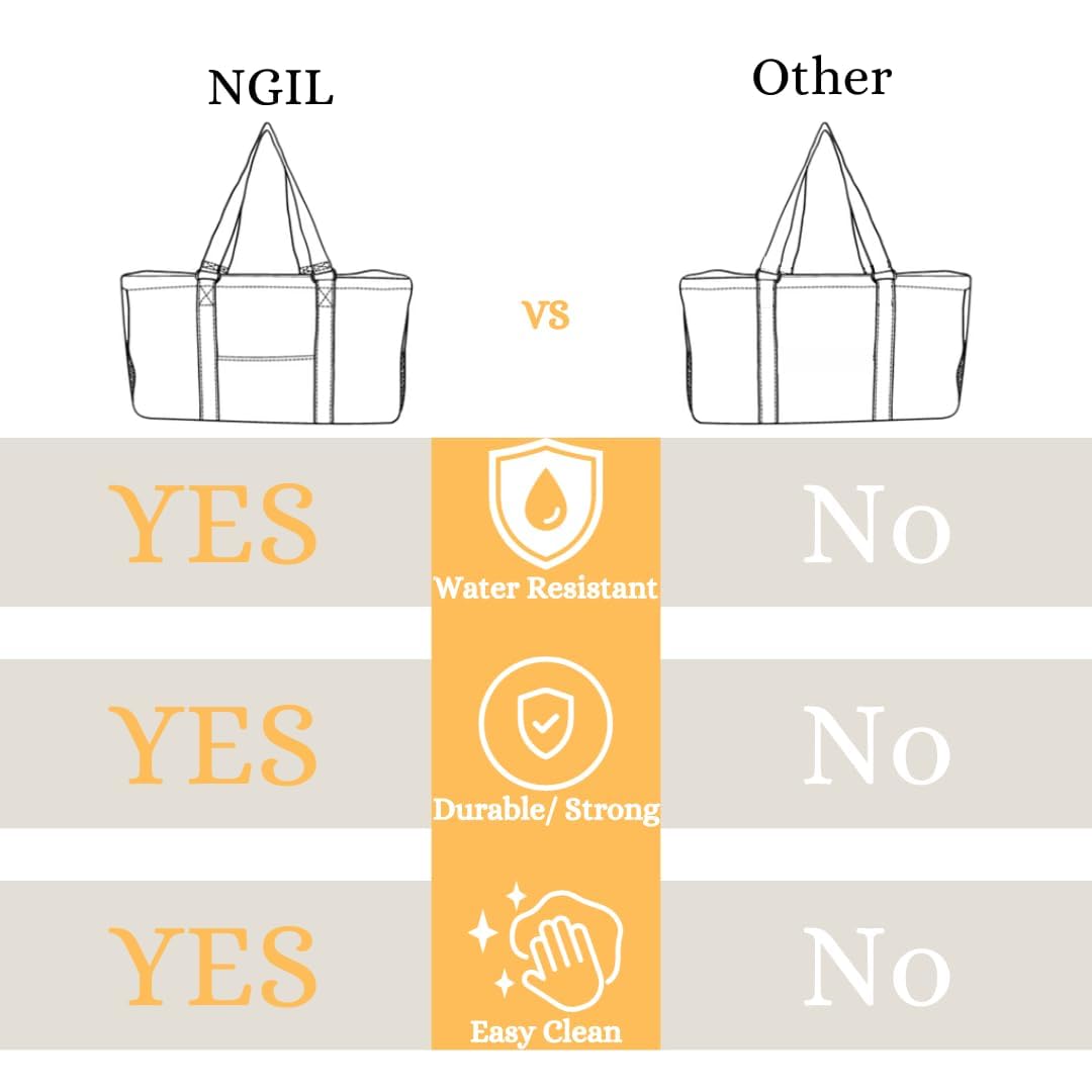 NGIL Extra Large Utility Tote Reusable Grocery Organizing Bag Oversized Collapsible for Storage, Picnic,Car, Beach (Cow Splatter Print-black)