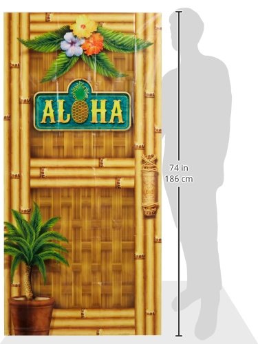 Beistle Plastic Aloha Door Cover for Luau and Beach Parties, 30" x 5', Multicolor, 1 Pkg