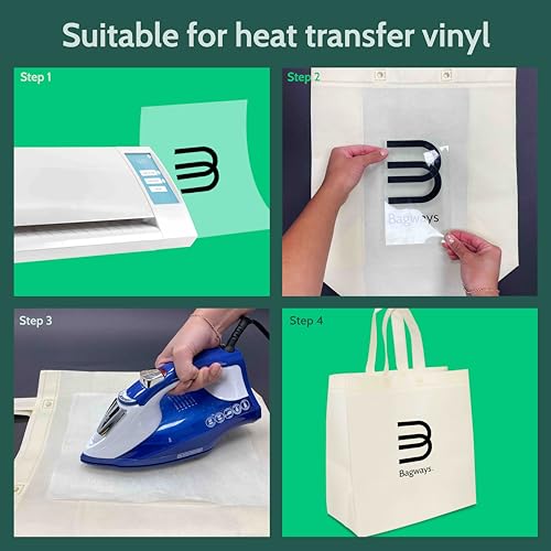Bagways 10 PACK Reusable Grocery Bags with Handles, Durable, Foldable, Washable Eco-Friendly Shopping Totes, 14x6.5x14 Inch, Cream
