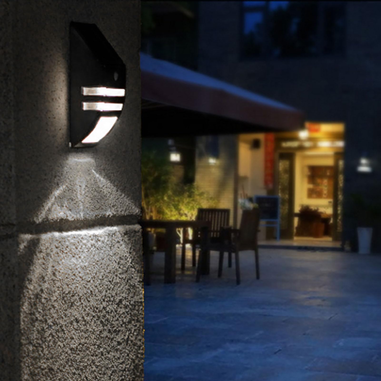 Zerodis Solar Wall Light, Polycrystalline Silicon Solar Panel Illumination Equitment Stainless Steel Casing Solar Power Motion Sensor Lamp for Use in Garages Corridors Patio (3)
