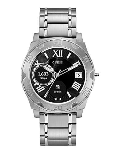 GUESS Men's Stainless Steel Android Wear Touch Screen Bracelet Watch, Color: Silver-Tone (Model: C1001G4)