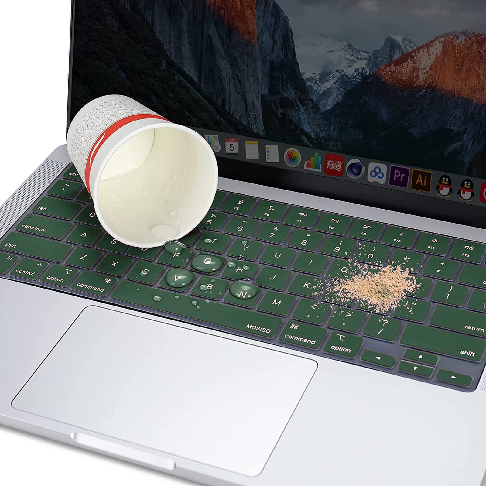 MOSISO Keyboard Cover Skin Compatible with MacBook Air 15 inch M3 A3114 M2 A2941/Air 13.6 A3113 A2681/Pro 14/16 M4 M3 M2 M1, Peacock Green