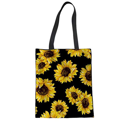 FOR U DESIGNS Canvas Tote Bag for Women Sunflower Print Design Student Shoulder Book Bags