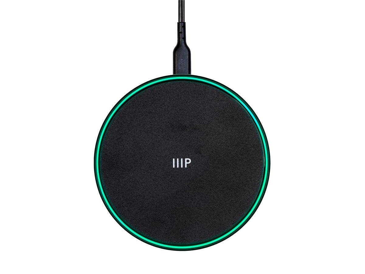 Monoprice Wireless Charger, Qi-Certified 15W Fast Charging Pad with QC3.0 AC Adapter for iPhone 12/12 Pro/11/11 Pro/XR/XS/X/8/8+/Airpods, Galaxy S21/S20/Note 10/Note 10+/S10/S10+/S9/S8