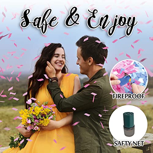 Gender Reveal Pink Confetti Cannon, DOUKEE Baby Shower Pink only Biodegradable Confetti Poppers (Mixed Pink and Hot Pink) - 2 Set