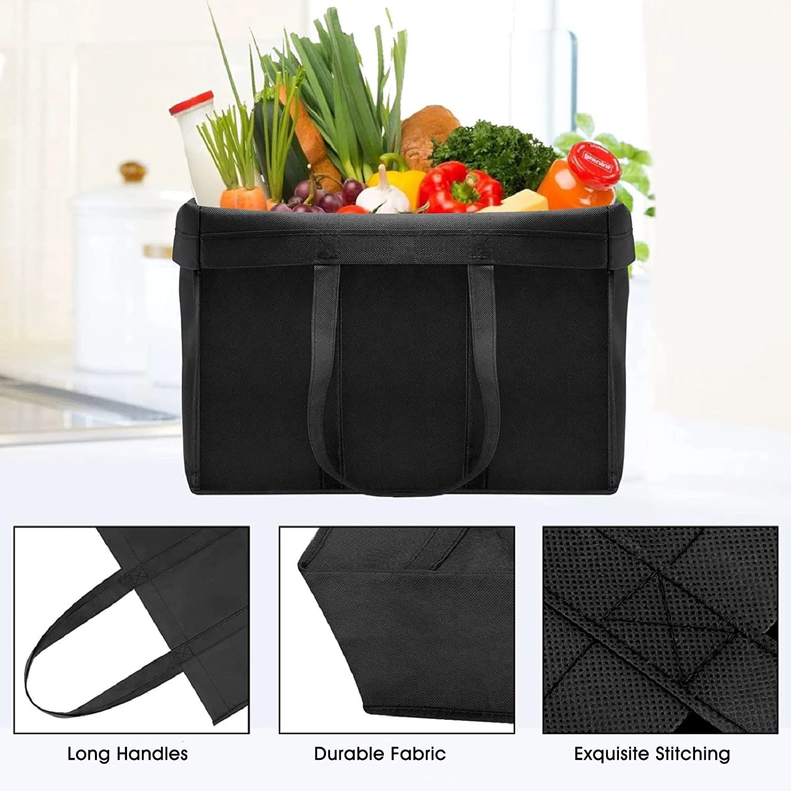 Tijide Easy to carry and store Reusable eco-friendly sundries shopping tote bag, 10 packs, 35L large eco-friendly foldable tote bag, easy to clean, durable, and protect the ecological environment.
