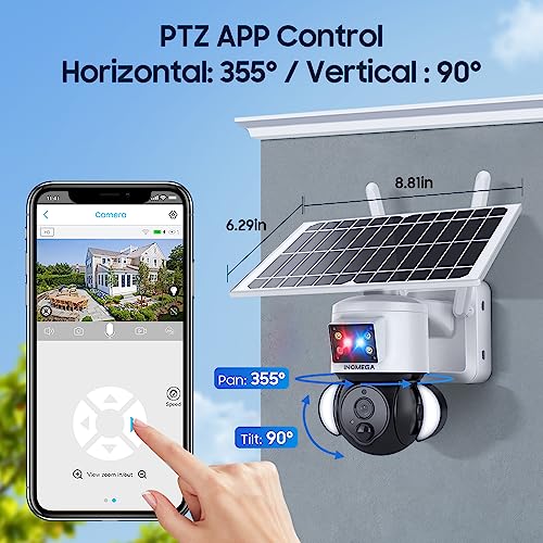 INQMEGA Solar Camera Security Outdoor,3MP HD 2.4G WiFi 15000mAh Solar Powered Cameras for Home,Color Night Vision PIR Motion Sensor Light with Siren,Remote Control