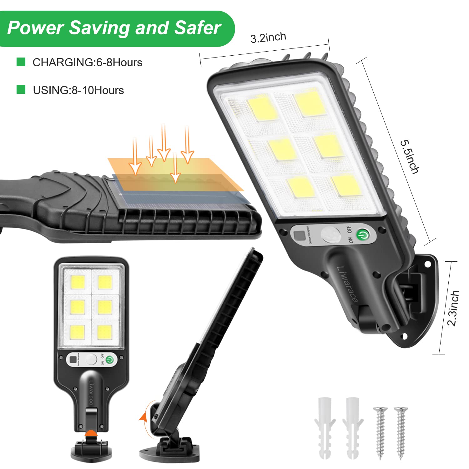 Solar Outdoor Lights - Solar Motion Lights Outdoor IP65 Waterproof with Remote Control, 72COB Outdoor Solar Lights for Yard, Driveway, Garden, Parking Lot, Garage,Pathway