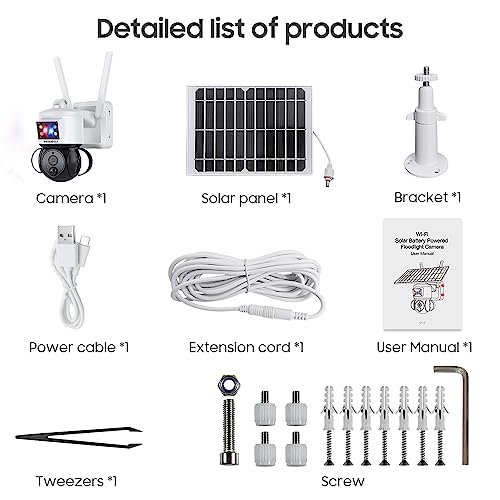 INQMEGA Solar Camera Security Outdoor,3MP HD 2.4G WiFi 15000mAh Solar Powered Cameras for Home,Color Night Vision PIR Motion Sensor Light with Siren,Remote Control