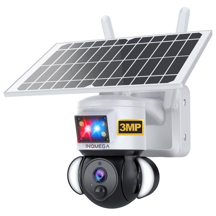 INQMEGA Solar Camera Security Outdoor,3MP HD 2.4G WiFi 15000mAh Solar Powered Cameras for Home,Color Night Vision PIR Motion Sensor Light with Siren,Remote Control