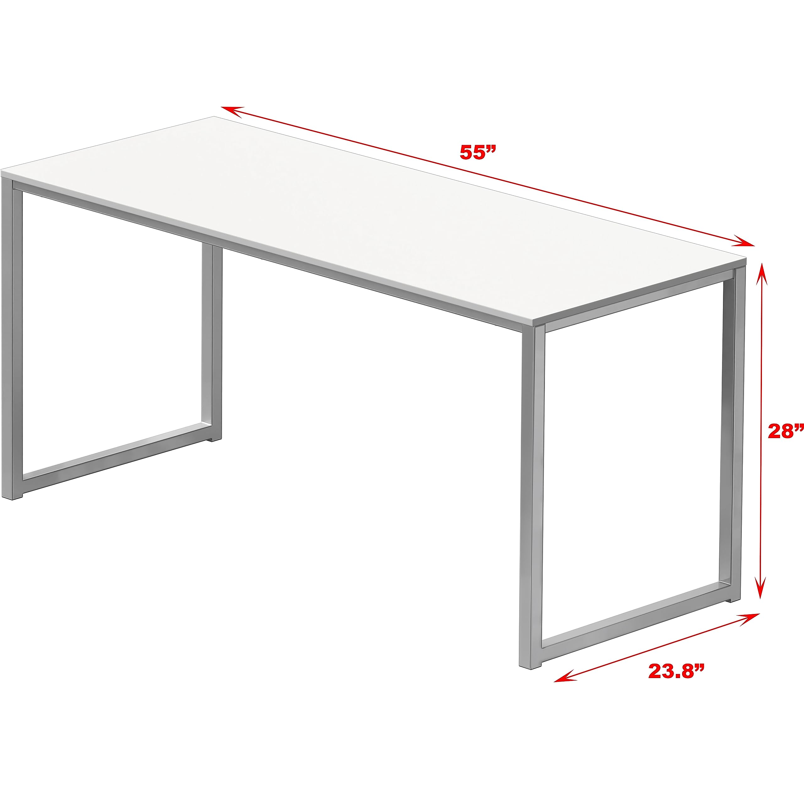 SHW Mission 55-Inch Home Office Computer Desk, White