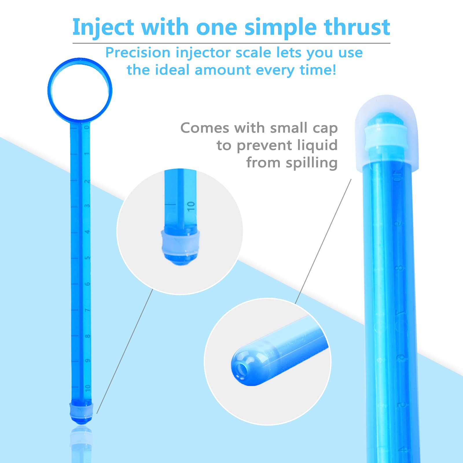 ANGCURE lube applicator for Women,Men,Female Lubricant Tube Shooter with 10ml Scales [2 Pack+Storage Bag] Reusable, Smooth with Rounded Tip & Cap,Easy use/Clean