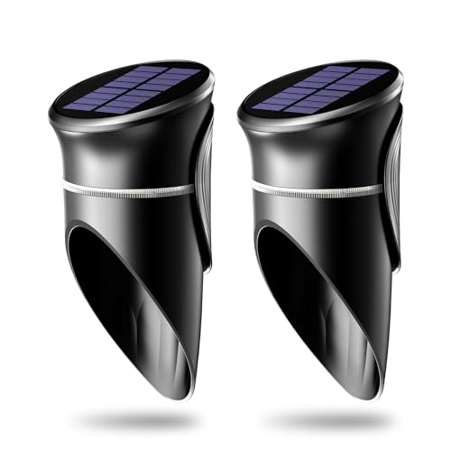 NEONLG Radar Solar Wall Sconce, 3 Colors Motion Sensor Wall Lights Outdoor, 200LM Dimmable LED IP54 Waterproof Scone Light, 2 Pack Rechargeable Lamp for Porch Hallyway Yard Patio Fence Outside-A