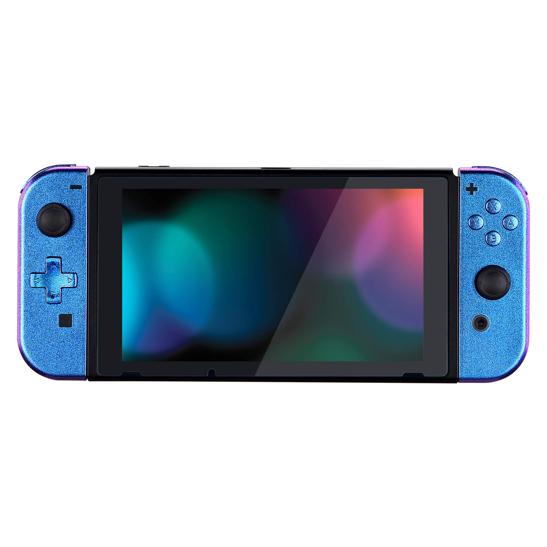 eXtremeRate Chameleon Purple Blue Joycon Handheld Controller Housing (D-Pad Version) w/Full Buttons, DIY Replacement Shell Case for Nintendo Switch & Switch OLED Joy-Con β Console Shell NOT Included