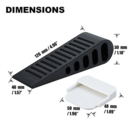 XQDWX Rubber Door Stopper, Anti-silp Soft TPR Sturdy Stackable Door Stop Wadge for Bottom of Heavy Duty Door on Multi Floor Carpet Concrete Tile Wood, Black, 205DS-BL