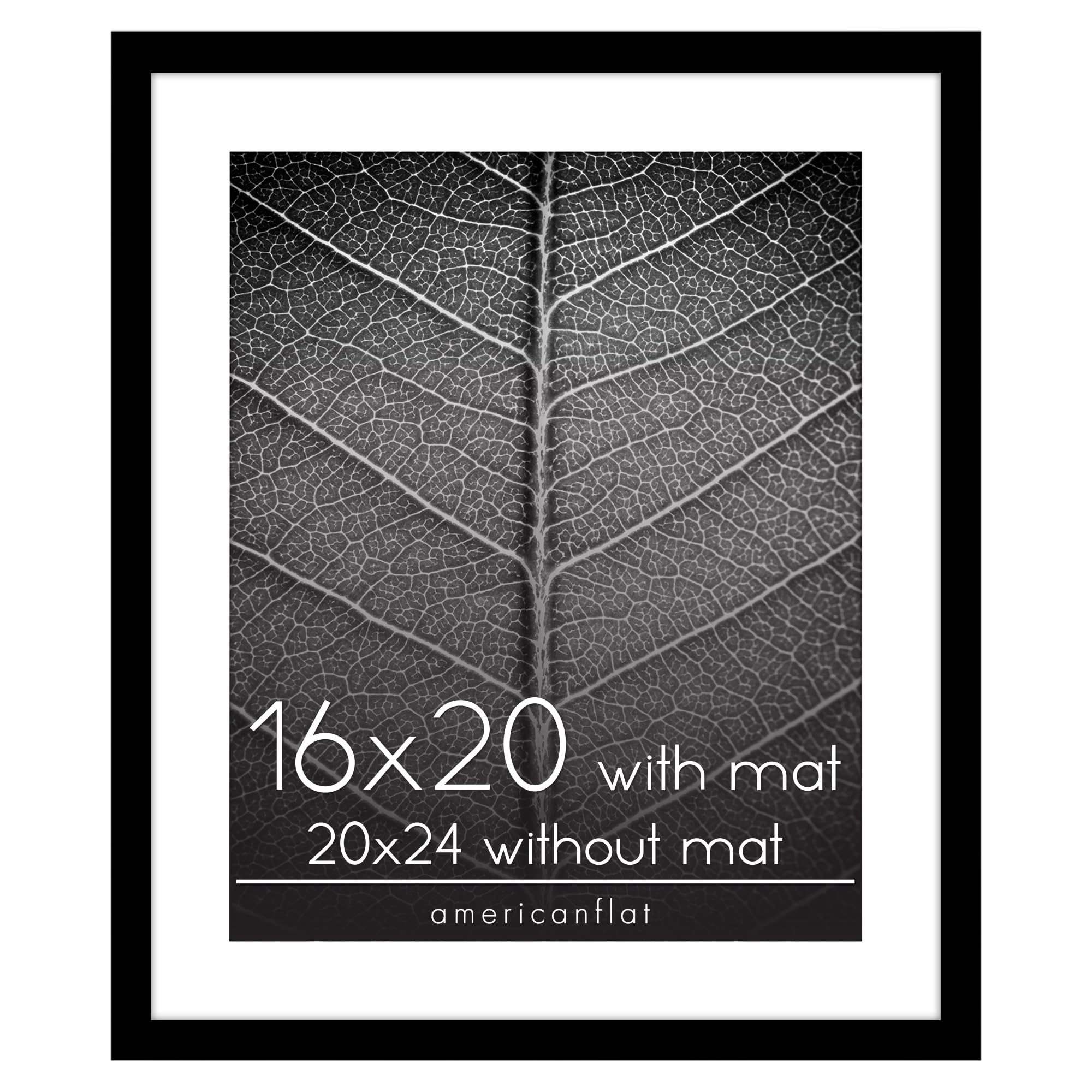 Americanflat 20x24 Picture Frame with Polished Plexiglass - Use as 16x20 Frame with Mat or Display 20x24 Photo Without Mat - Epic Collection - Wide Picture Frames for Wall Display - Black