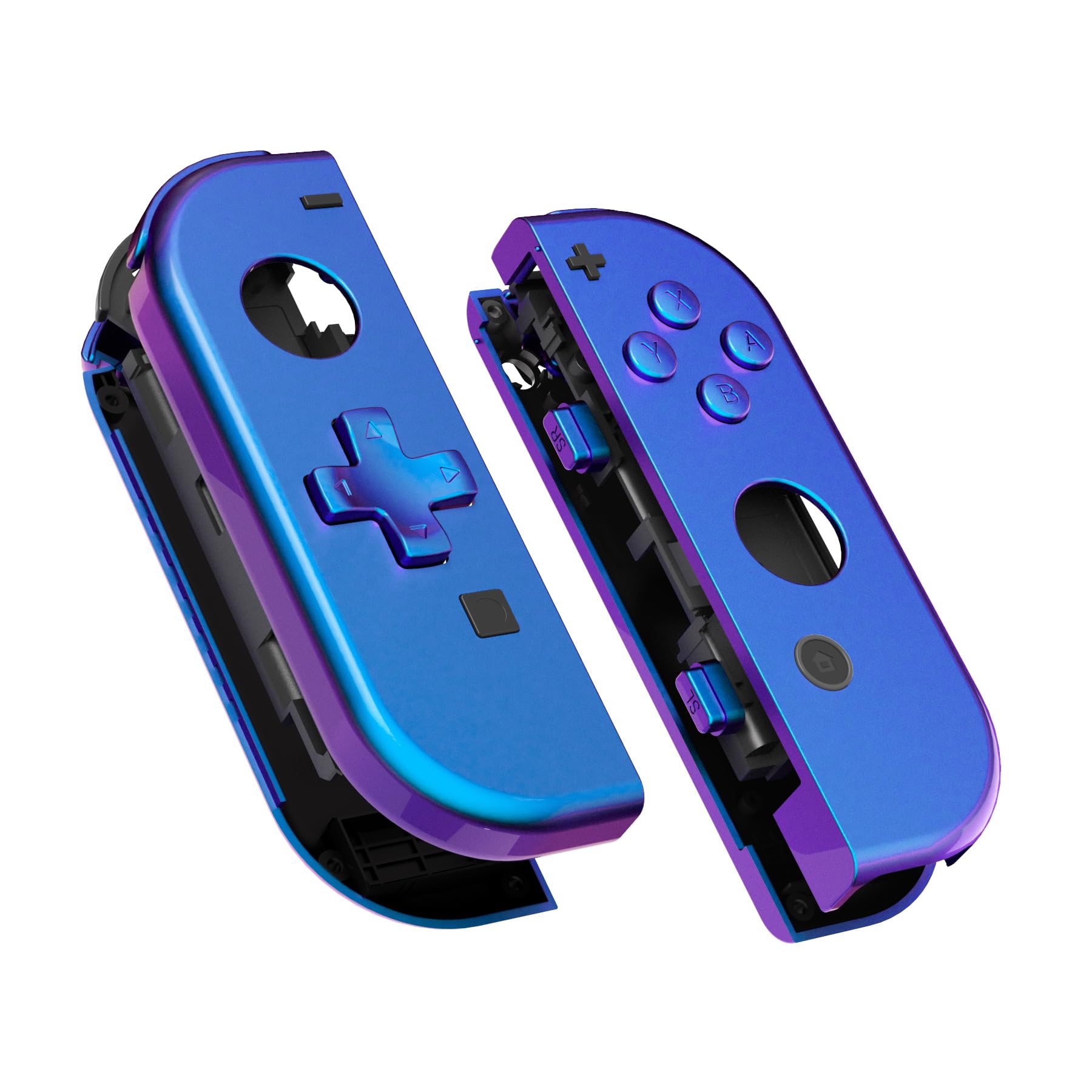 eXtremeRate Chameleon Purple Blue Joycon Handheld Controller Housing (D-Pad Version) w/Full Buttons, DIY Replacement Shell Case for Nintendo Switch & Switch OLED Joy-Con – Console Shell NOT Included