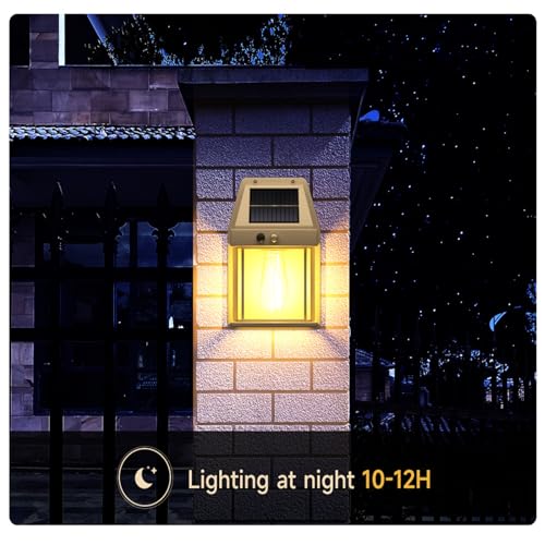 Tzou Modern Style Led Wall Lights with 5.5V 1.43W Solar Panel 3 Lighting Modes Outdoor Waterproof PIR Motion Sensor Solar Powered Wall Light Fixtures White