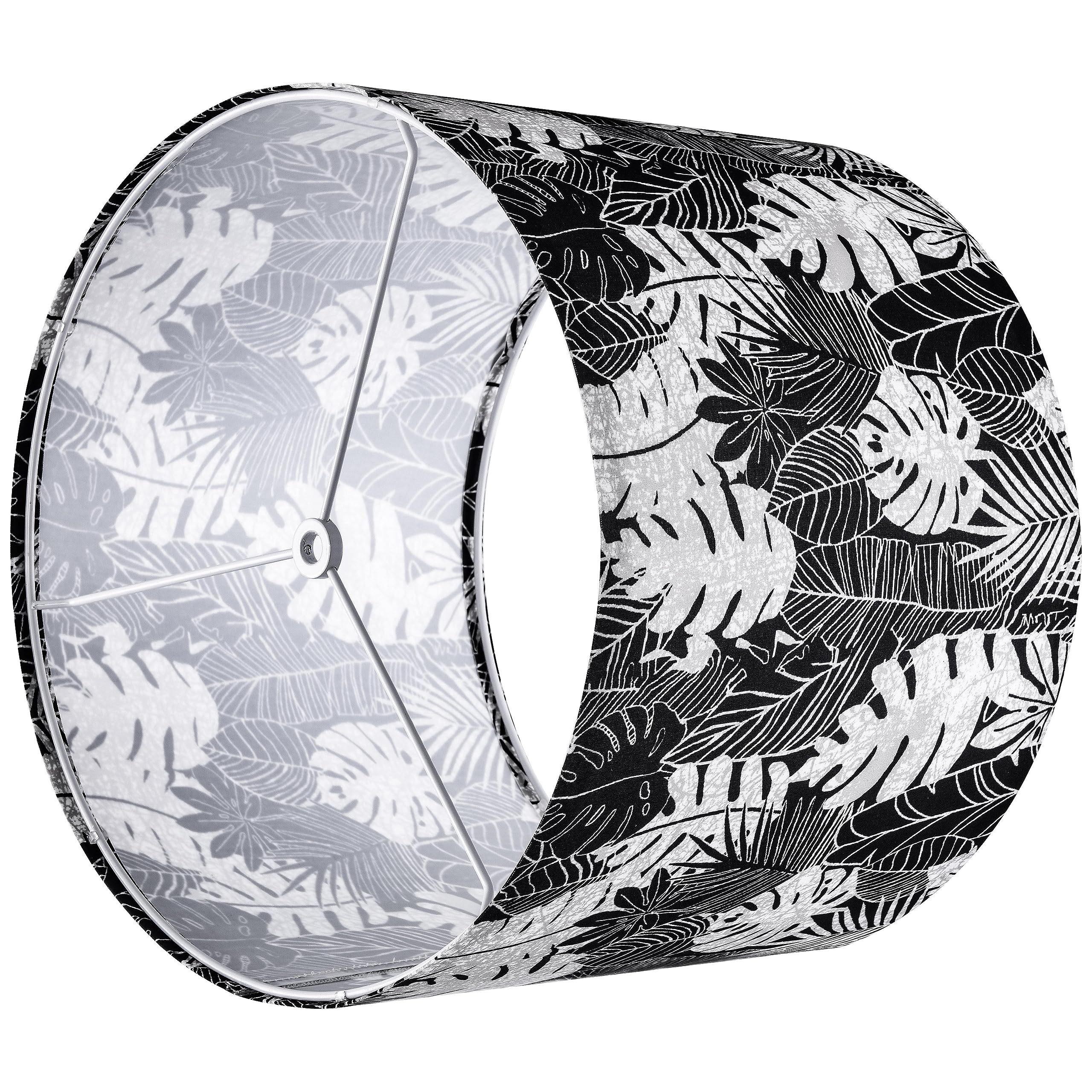 GO&SO Floral Area Medium Drum Lamp Shades 13" Top x 13" Bottom x 10" High (Spider) Transitional Black & White Lampshade Table Lamp & Bedside Lamp - Handcrafted - Perfect for Art Decor