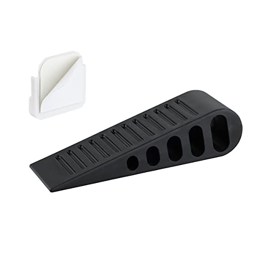 XQDWX Rubber Door Stopper, Anti-silp Soft TPR Sturdy Stackable Door Stop Wadge for Bottom of Heavy Duty Door on Multi Floor Carpet Concrete Tile Wood, Black, 205DS-BL