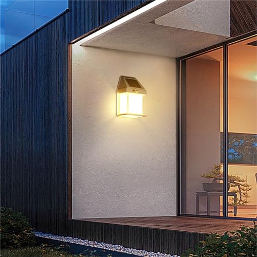Tzou Modern Style Led Wall Lights with 5.5V 1.43W Solar Panel 3 Lighting Modes Outdoor Waterproof PIR Motion Sensor Solar Powered Wall Light Fixtures White
