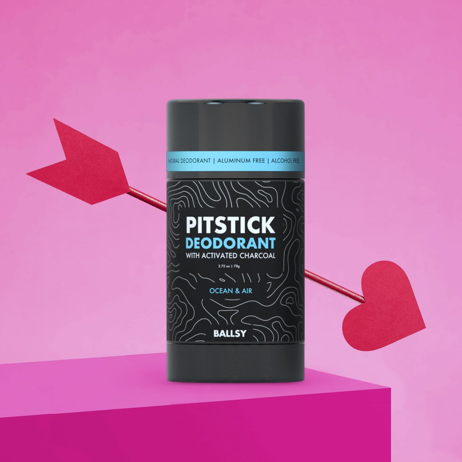 Ballsy Pitstick Activated Charcoal Deodorant - Mens Aluminum Free Deodorant w/Charcoal, & Plant Based Extracts – Cruelty & Baking Soda-Free Underarm Deodorant for Odor Protection, 2.75 oz