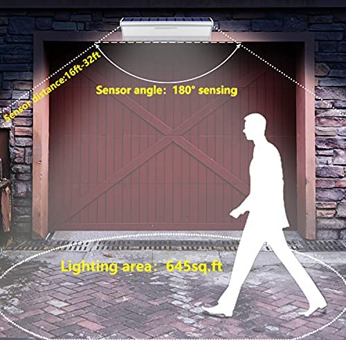 Ousam Led Solar Motion Lights Outdoor Waterproof Wall Lamp for Garage Barn Fence Patio Front Door Driveway Garage House (12in 60LED)