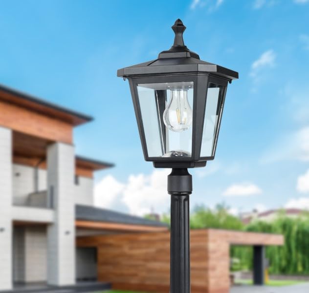 Kemeco Solar Post Light Outdoor ST4319Q Cast Aluminum Filament LED with Mounting Base for Pire Pillar Garden Yard Pole Bollard Gates Driveway Pathway Walkway