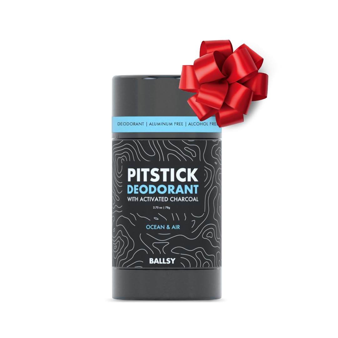 Ballsy Pitstick Activated Charcoal Deodorant - Mens Aluminum Free Deodorant w/Charcoal, & Plant Based Extracts – Cruelty & Baking Soda-Free Underarm Deodorant for Odor Protection, 2.75 oz