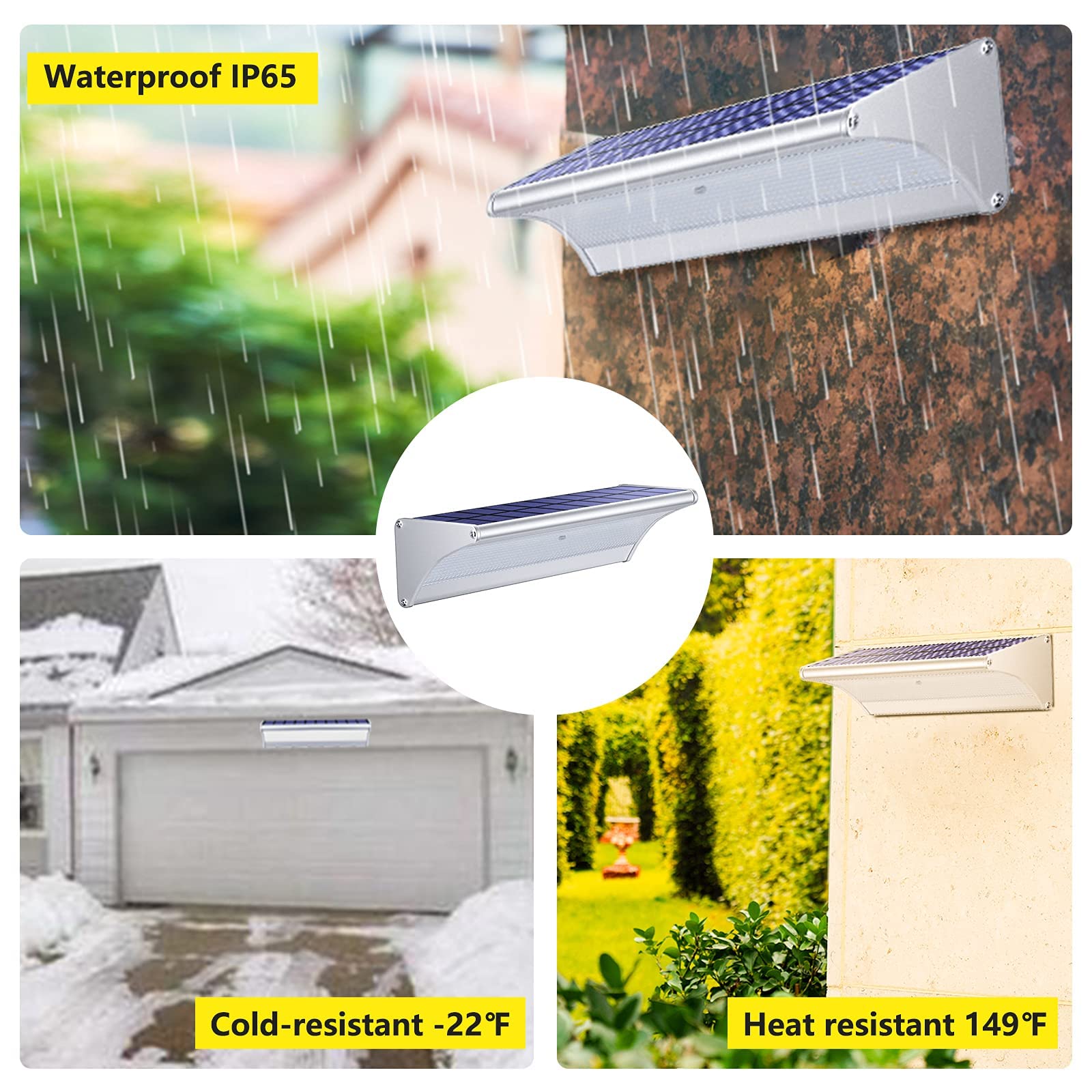 Ousam Led Solar Motion Lights Outdoor Waterproof Wall Lamp for Garage Barn Fence Patio Front Door Driveway Garage House (12in 60LED)