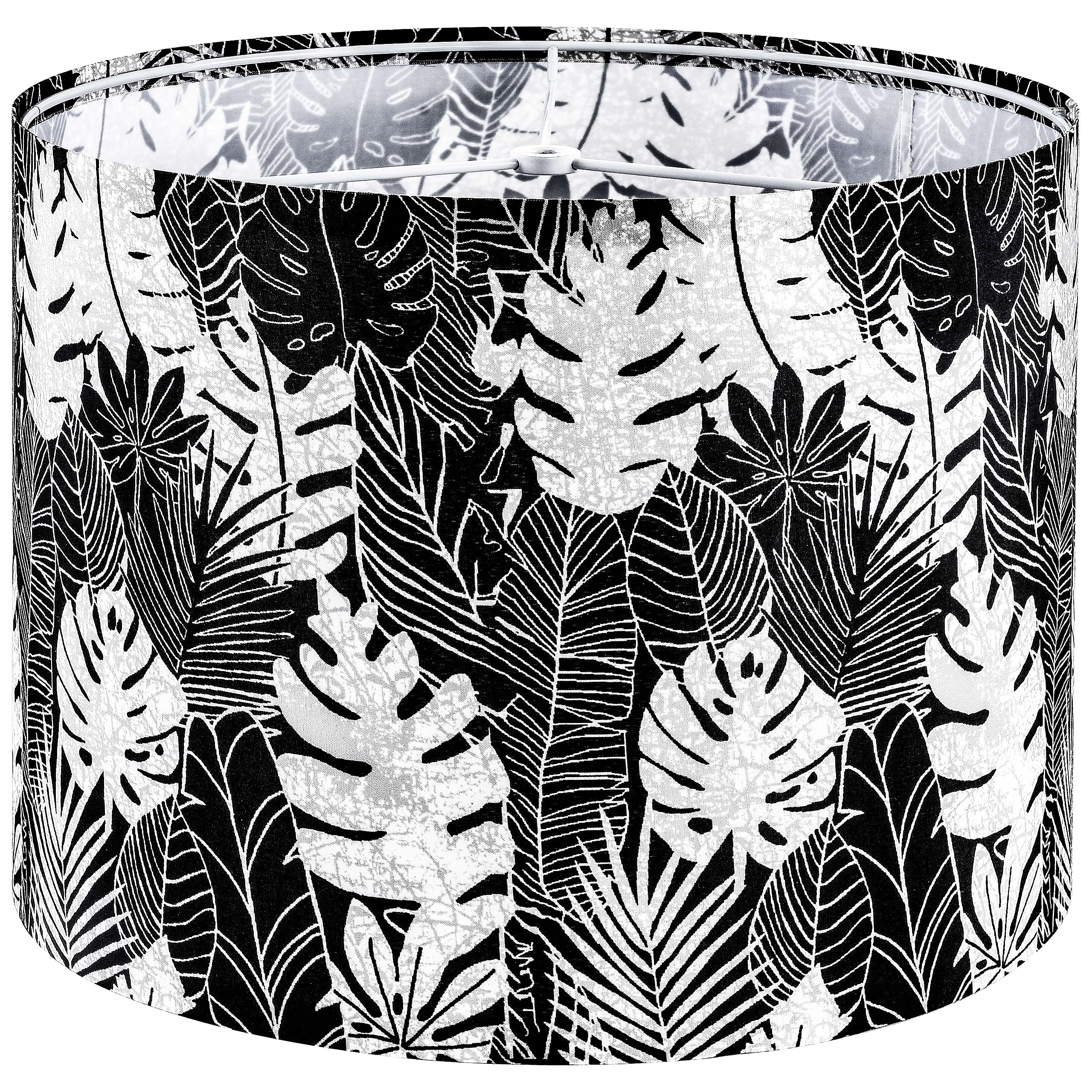 GO&SO Floral Area Medium Drum Lamp Shades 13" Top x 13" Bottom x 10" High (Spider) Transitional Black & White Lampshade Table Lamp & Bedside Lamp - Handcrafted - Perfect for Art Decor